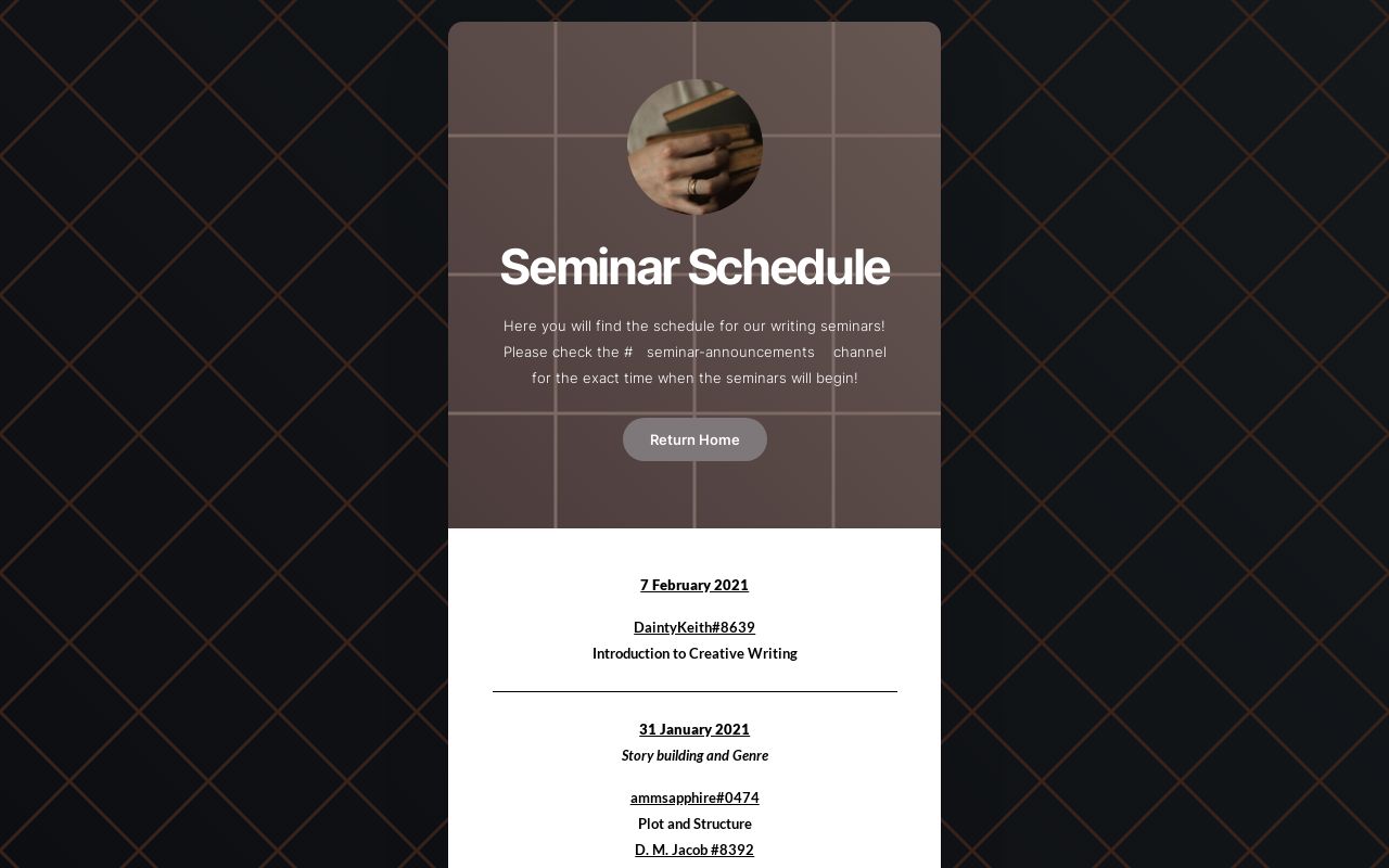 WOW Seminar's Schedule